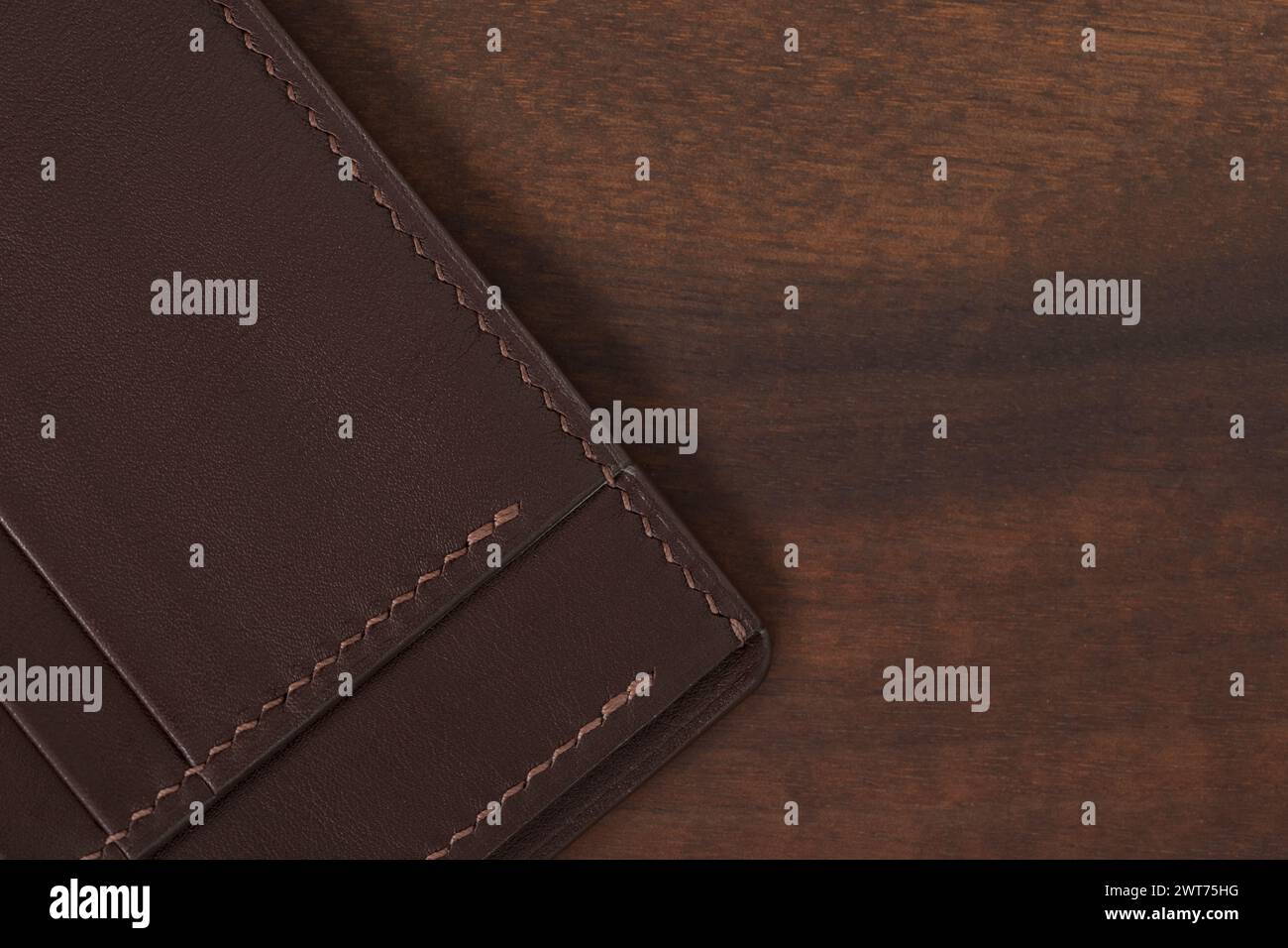 Bespoke full grain brown leather wallet background, simple design Stock ...