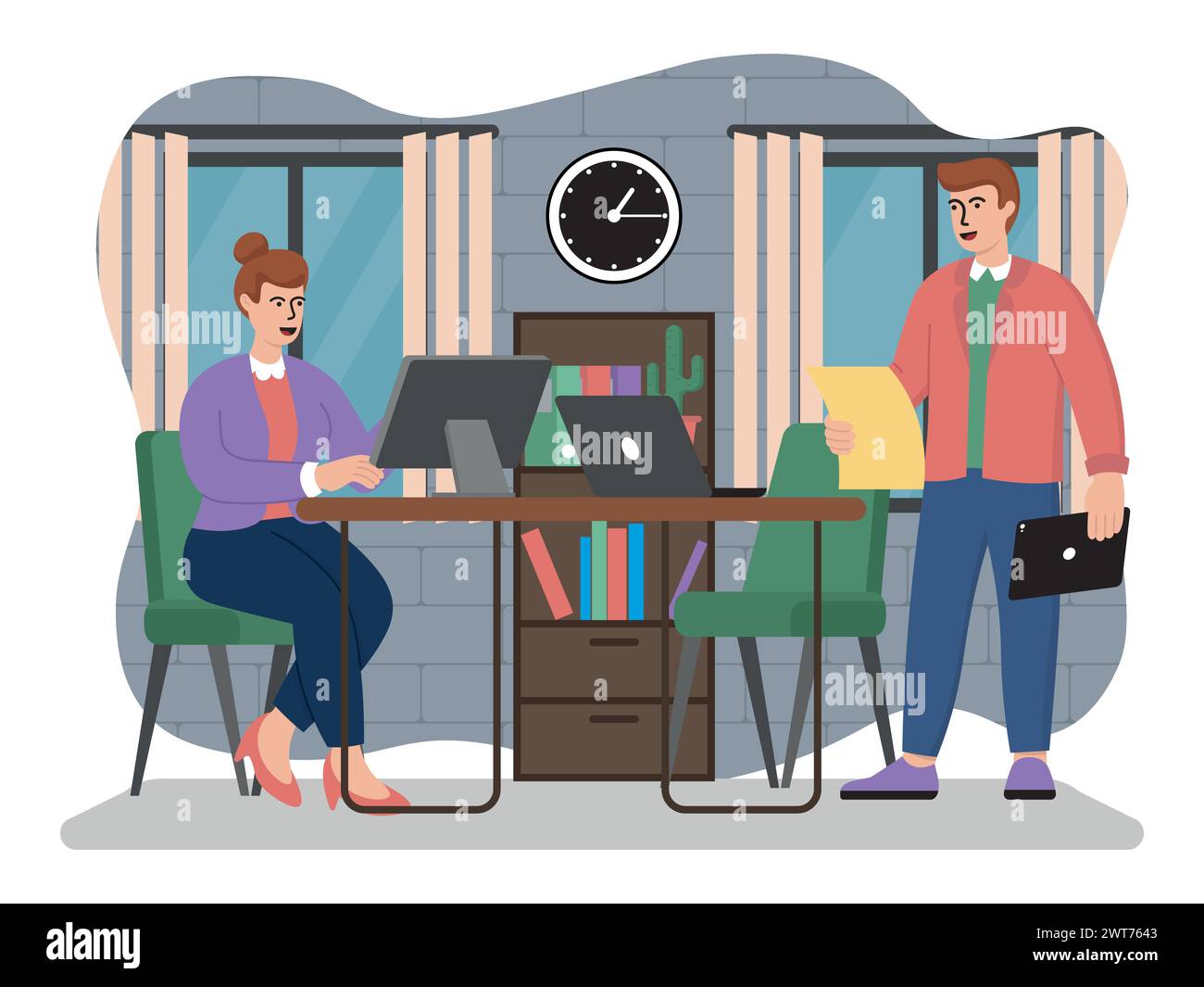 vector image of financial director reports on the work done Stock ...