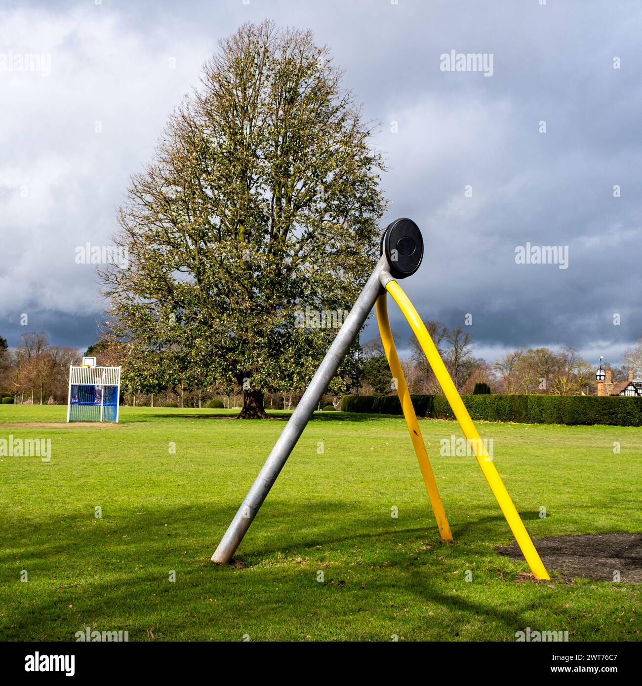 Zip line frame in playground Stock Photo - Alamy