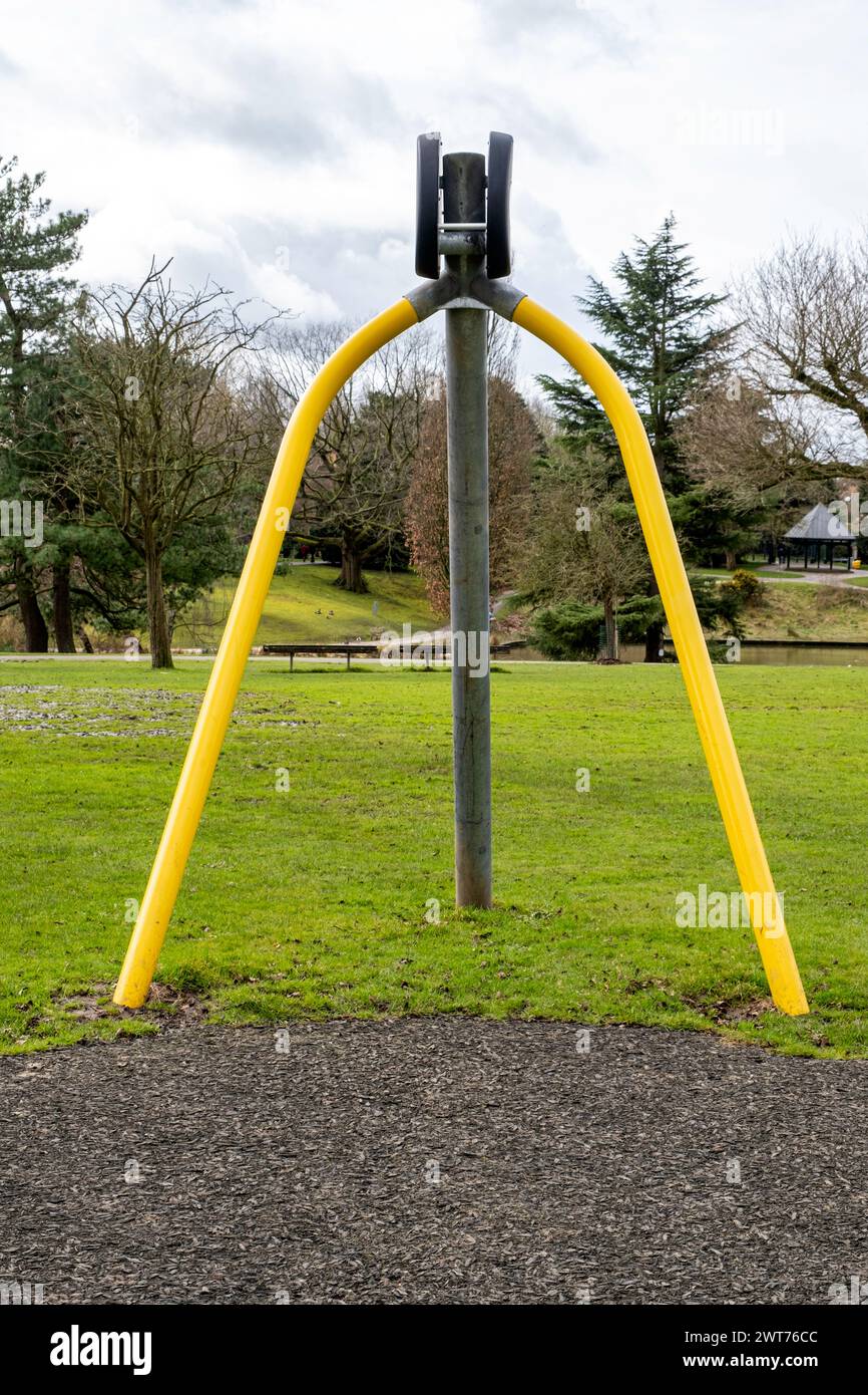 Zip line frame in playground Stock Photo - Alamy