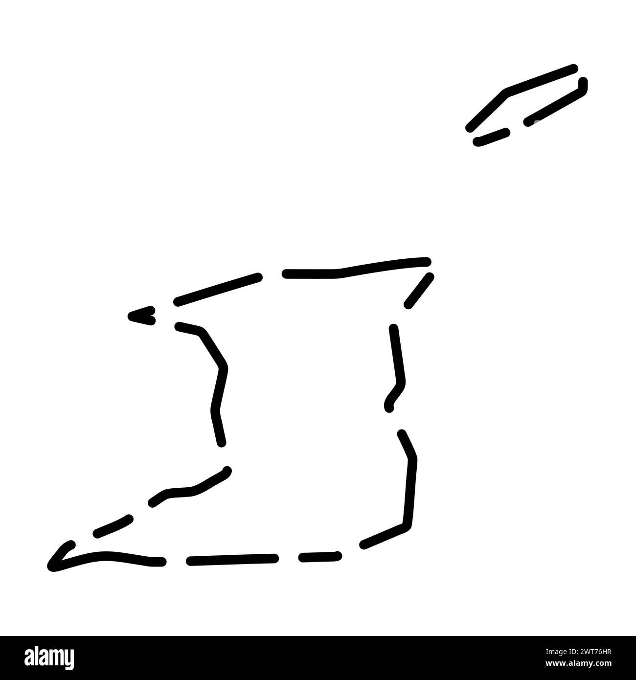 undefinedTrinidad and Tobago country simplified map. Black broken ...