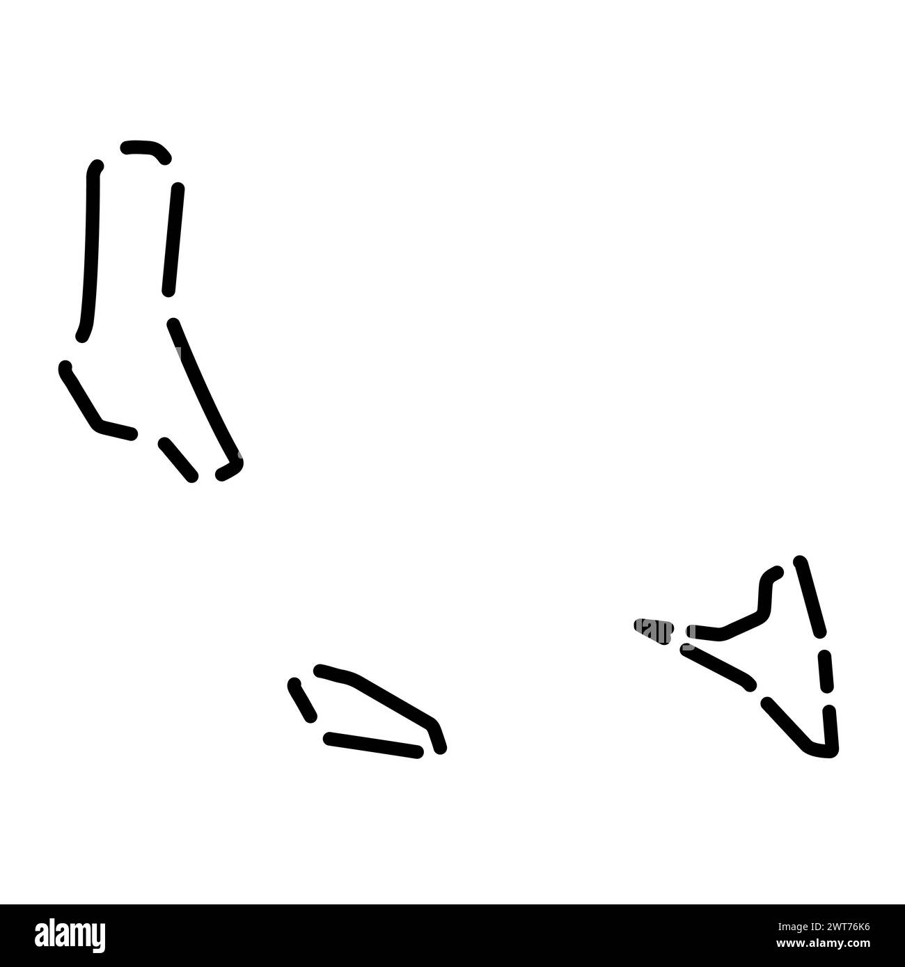 Comoros country simplified map. Black broken outline contour on white ...