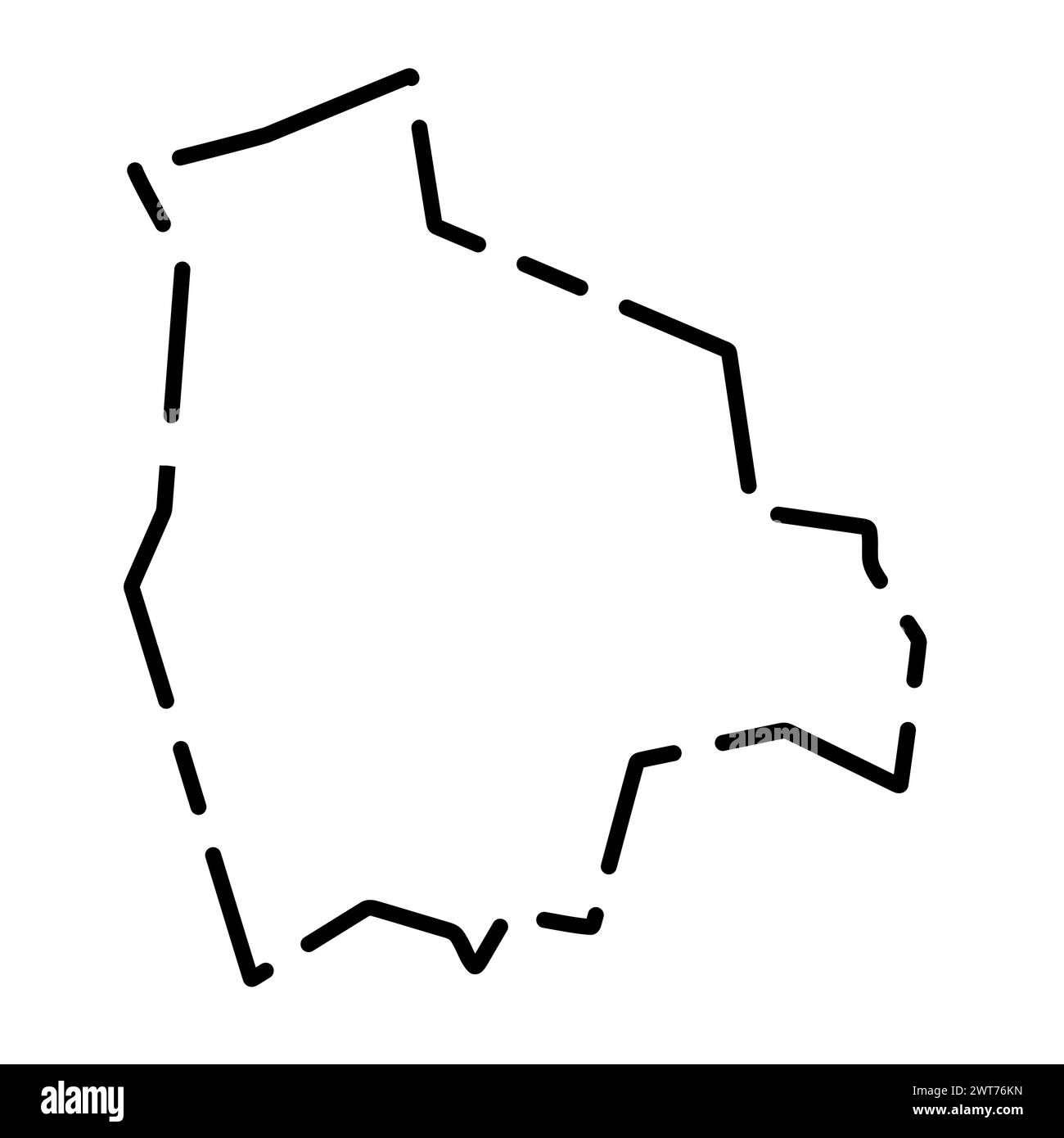 Bolivia country simplified map. Black broken outline contour on white ...