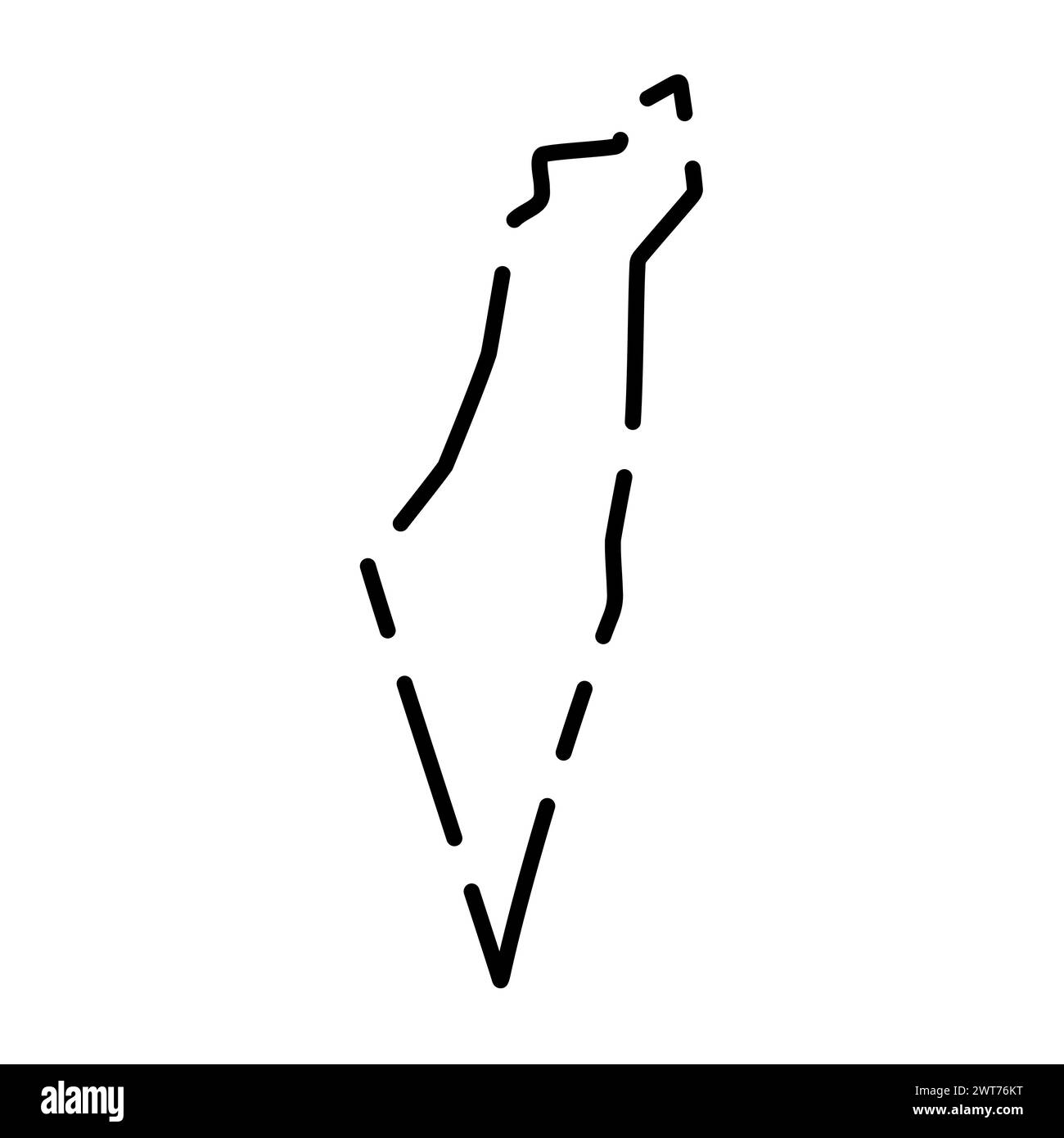 Israel country simplified map. Black broken outline contour on white ...