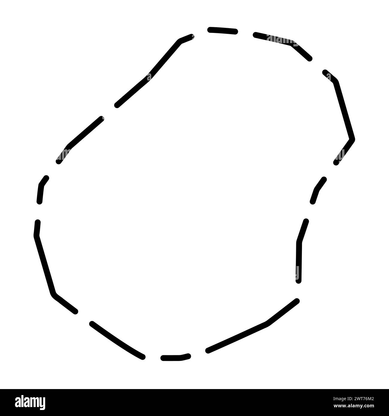Nauru country simplified map. Black broken outline contour on white ...