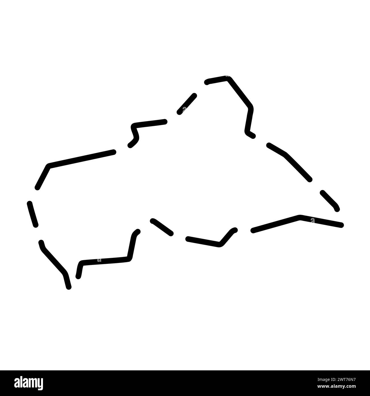Central African Republic country simplified map. Black broken outline ...