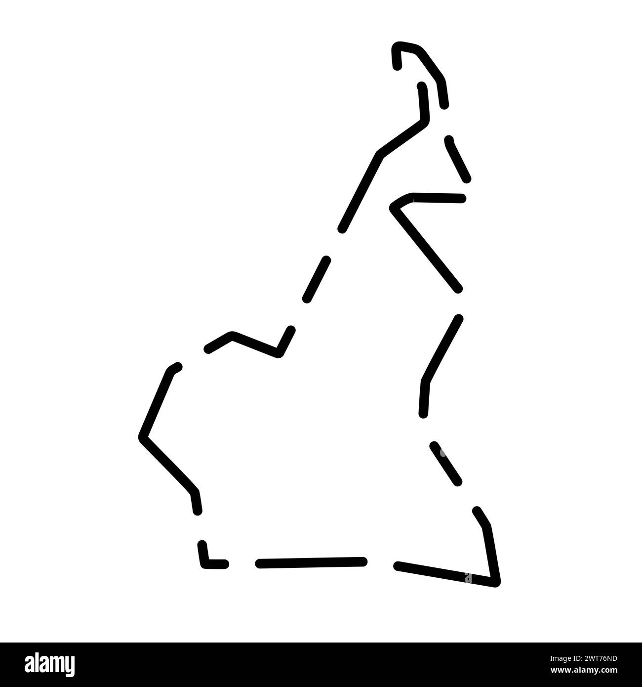 Cameroon Country Simplified Map Black Broken Outline Contour On White