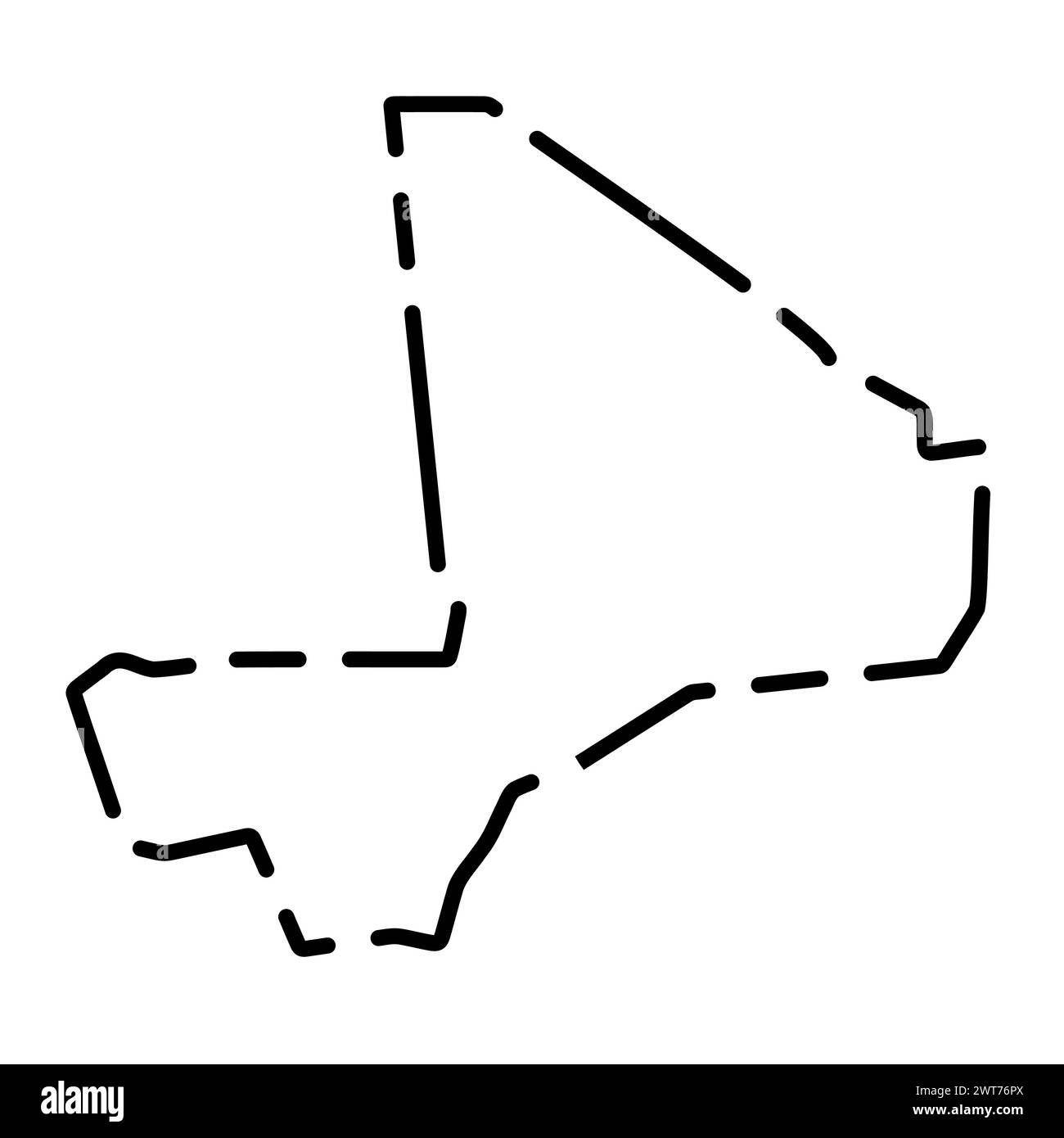 Mali Country Simplified Map Black Broken Outline Contour On White