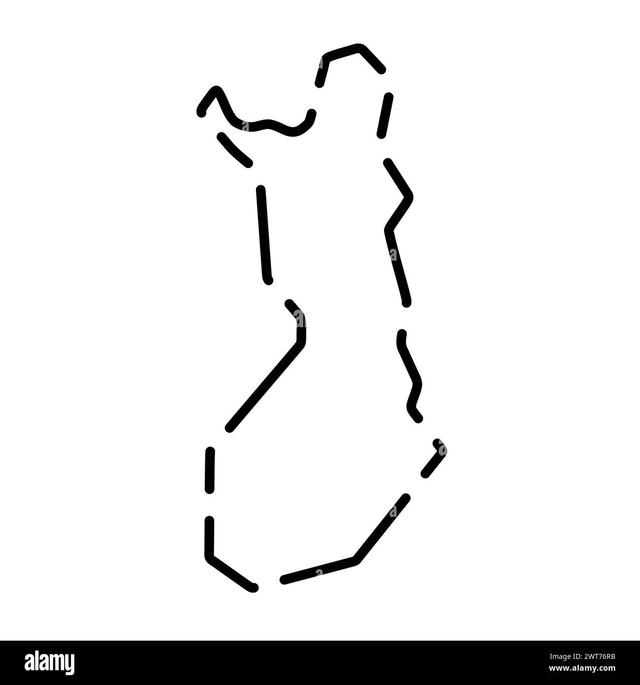 Finland country simplified map. Black broken outline contour on white ...