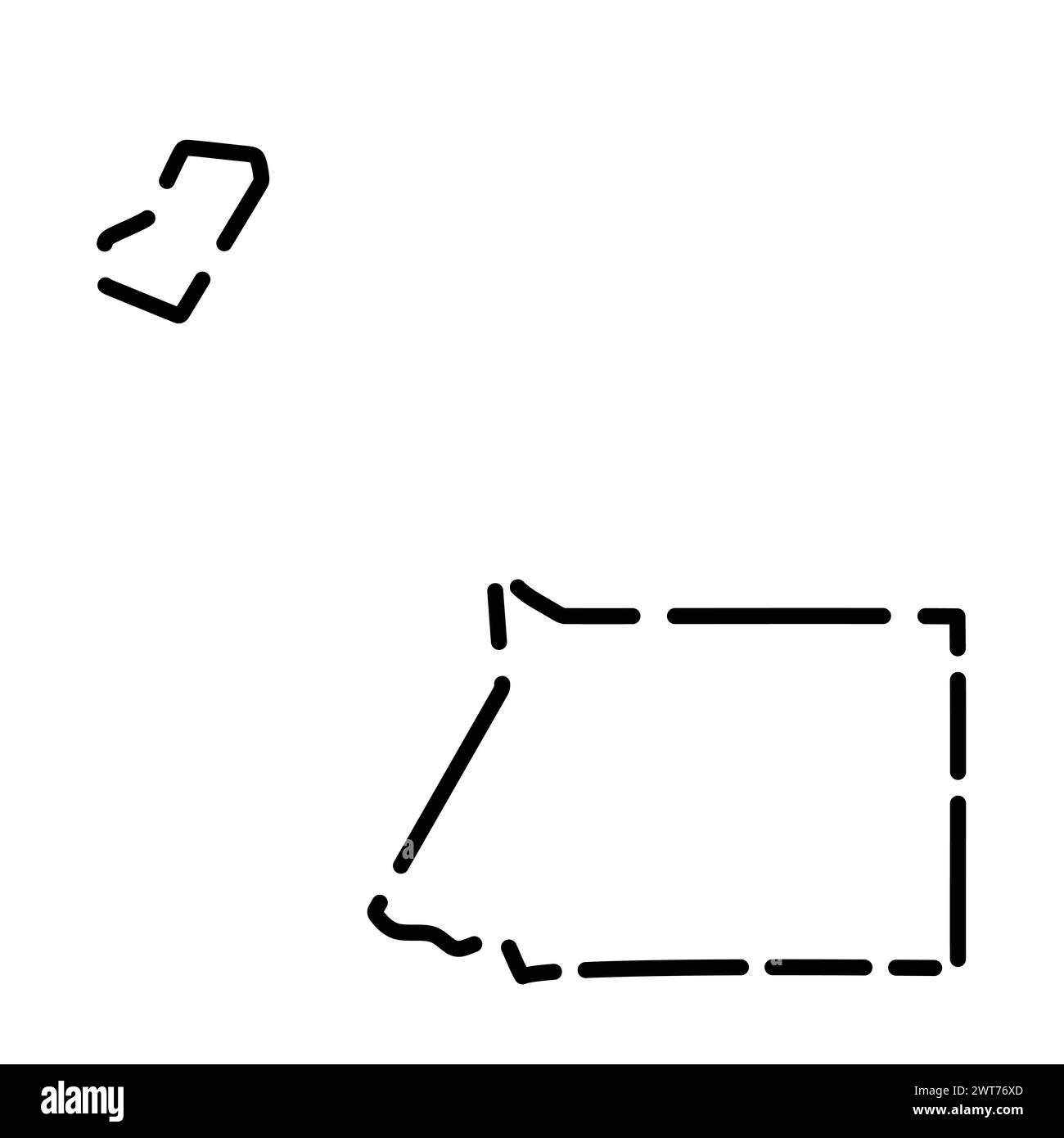 Equatorial Guinea Country Simplified Map Black Broken Outline Contour