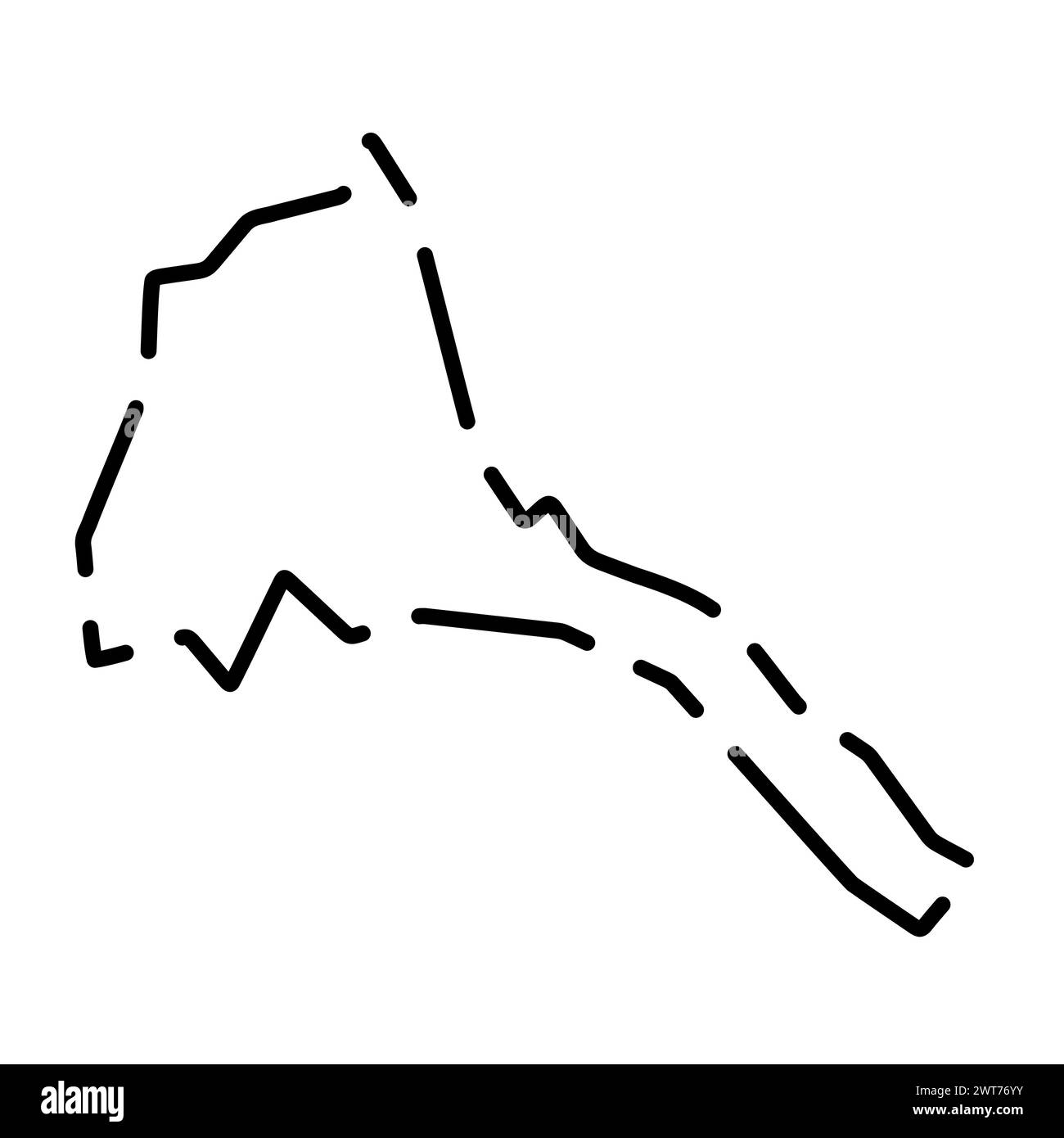 Eritrea Country Simplified Map Black Broken Outline Contour On White