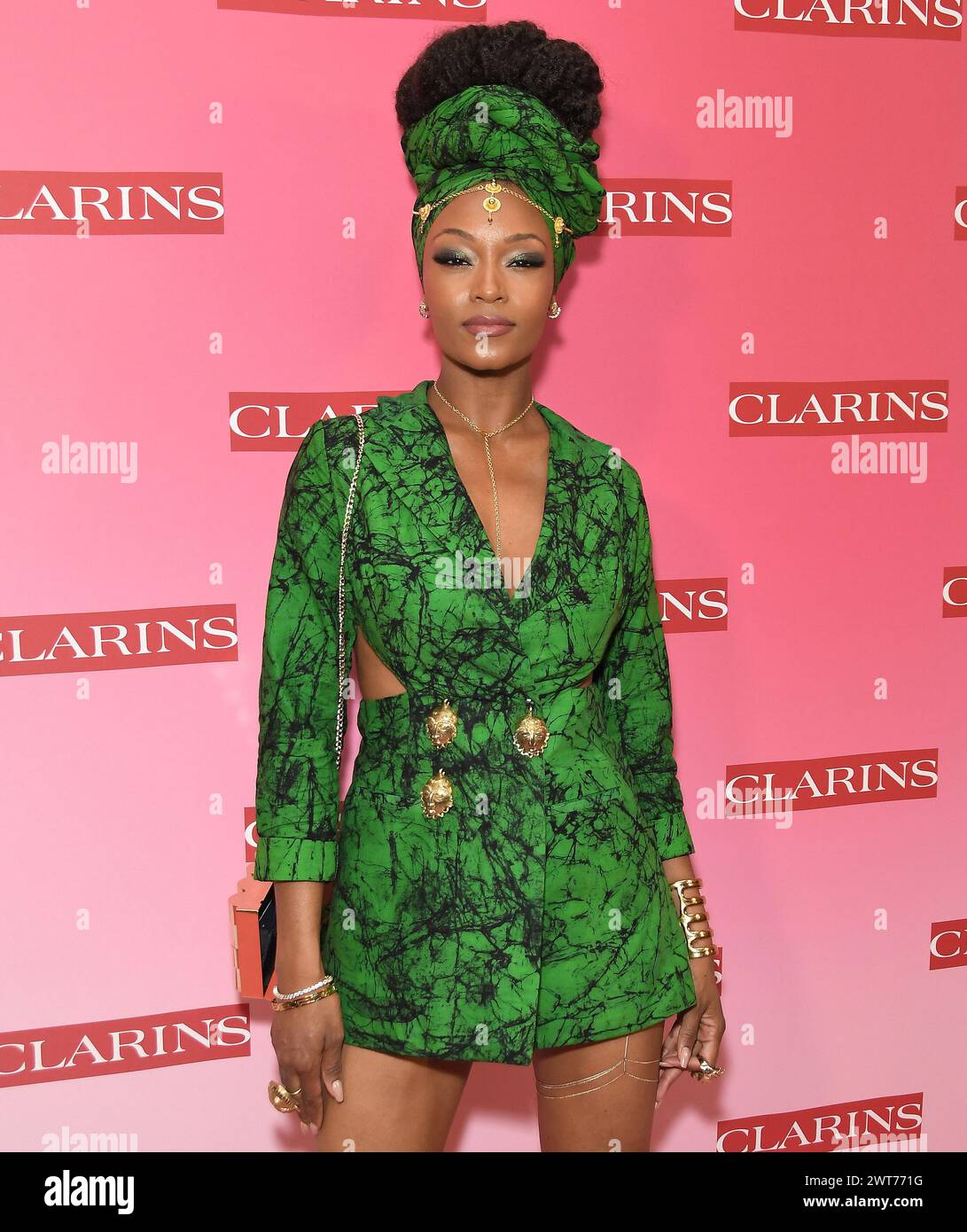 Los Angeles, USA. 15th Mar, 2024. Yaya DaCosta arrives at the CLARINS ...