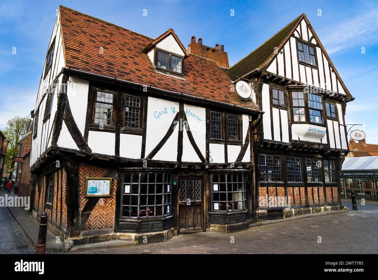 Facades of houses with traditional architecture in the medieval city of ...