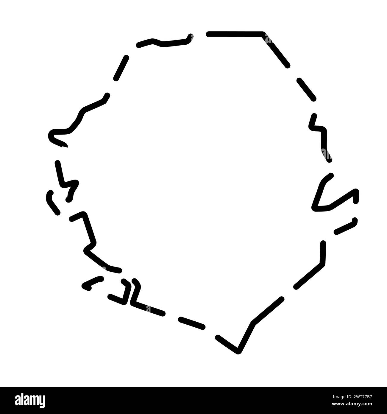 Sierra Leone country simplified map. Black broken outline contour on ...