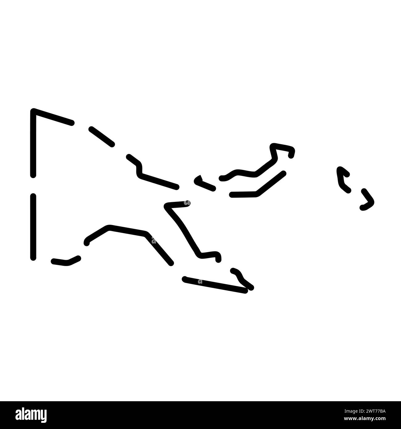 Papua New Guinea Country Simplified Map Black Broken Outline Contour On White Background