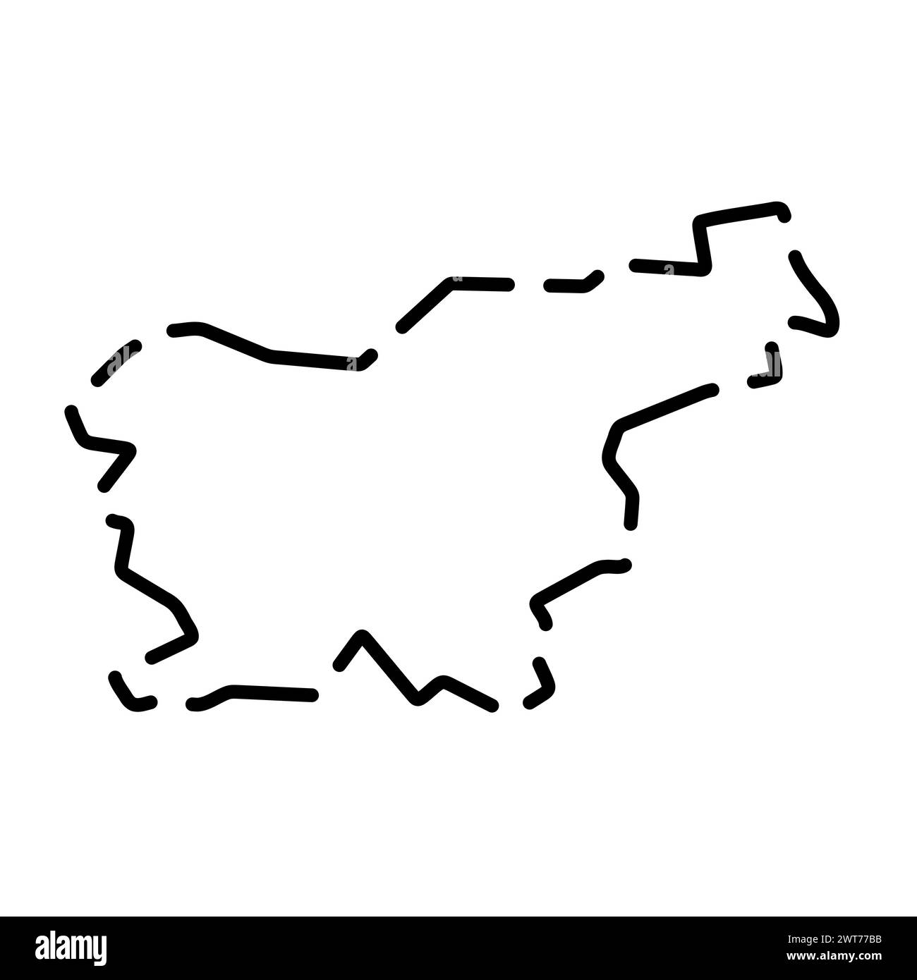 Slovenia country simplified map. Black broken outline contour on white ...