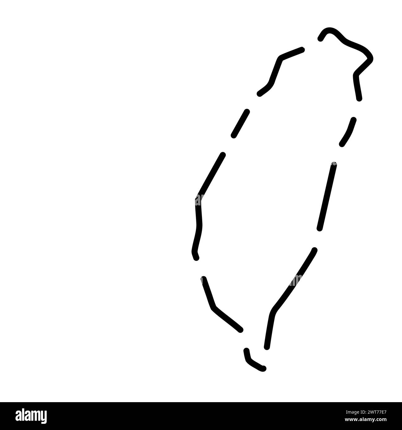Taiwan country simplified map. Black broken outline contour on white ...
