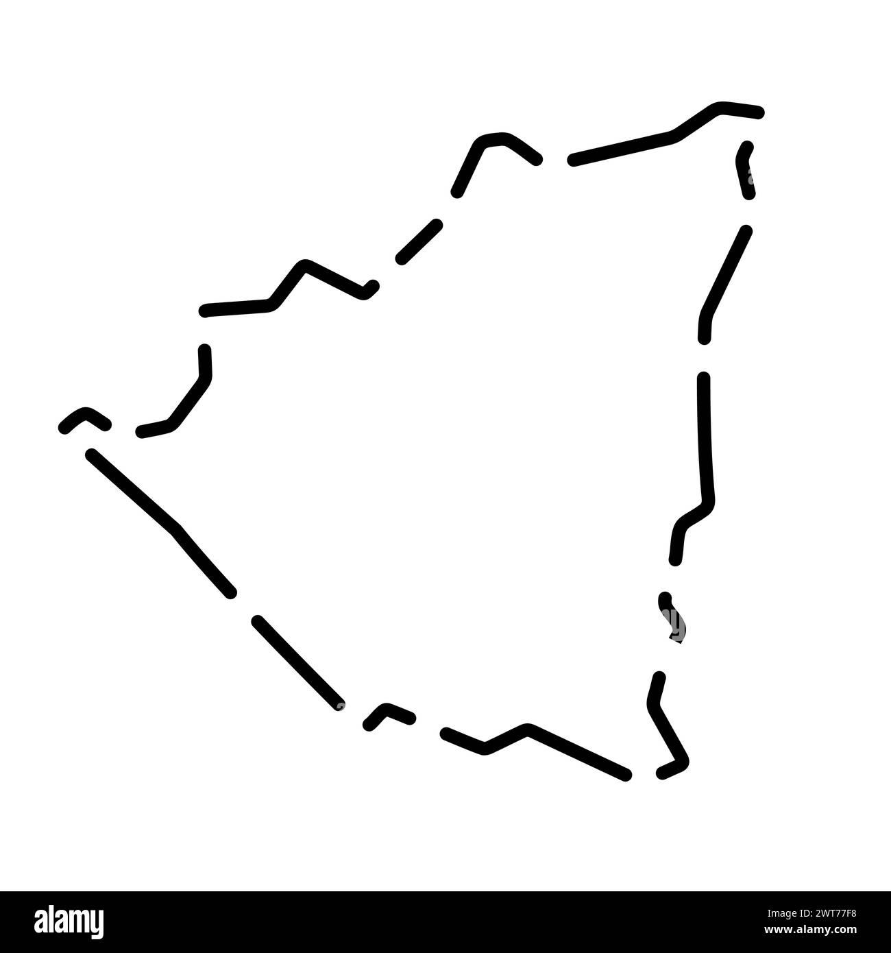 Nicaragua country simplified map. Black broken outline contour on white ...