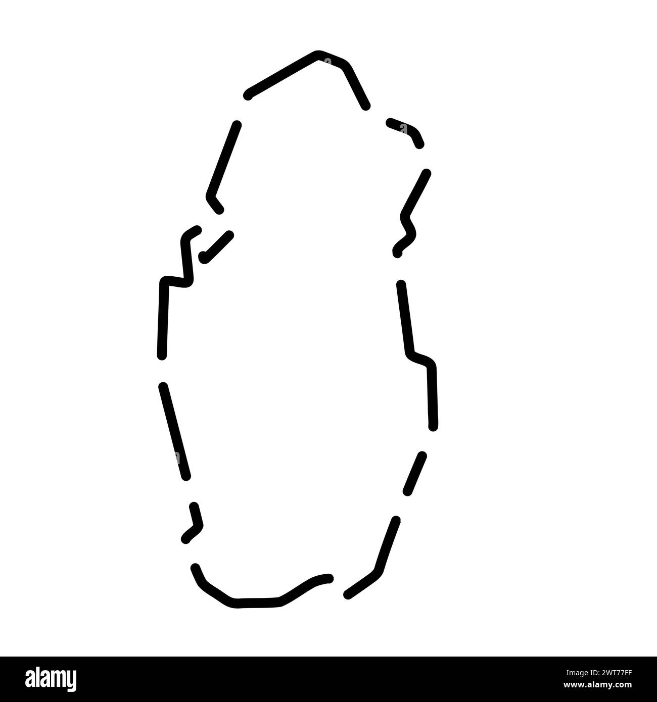 Qatar country simplified map. Black broken outline contour on white ...