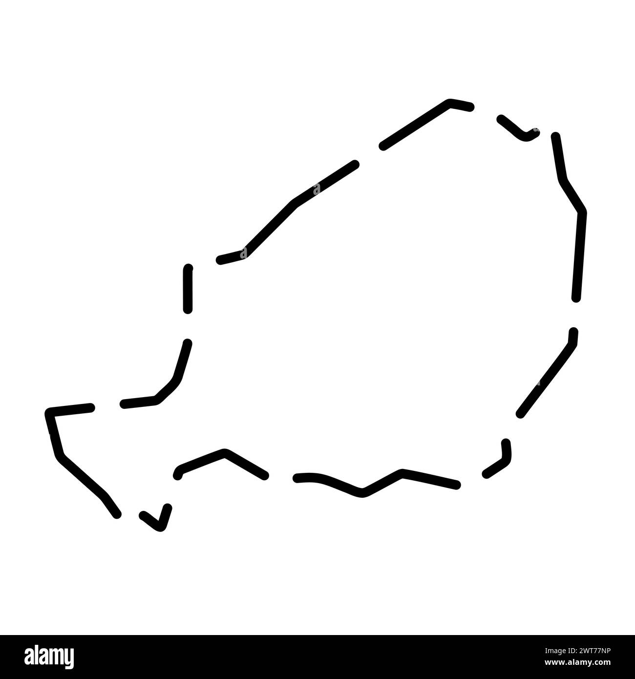 Niger country simplified map. Black broken outline contour on white ...