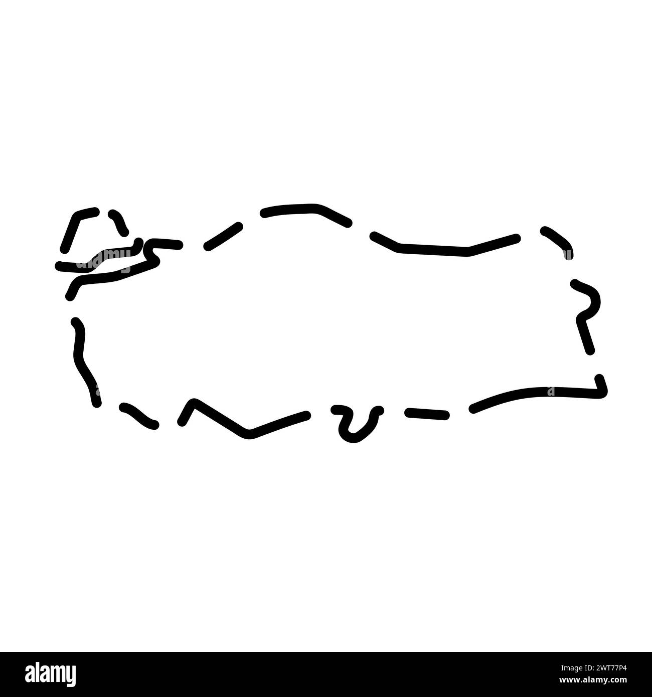 Turkey country simplified map. Black broken outline contour on white ...