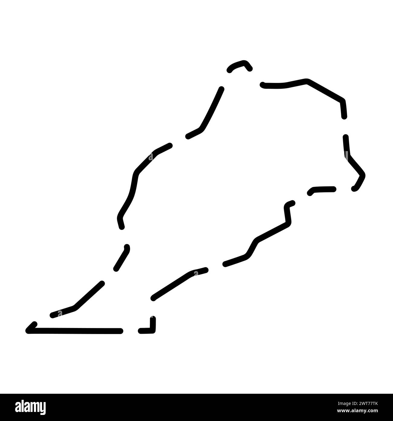 Morocco country simplified map. Black broken outline contour on white ...