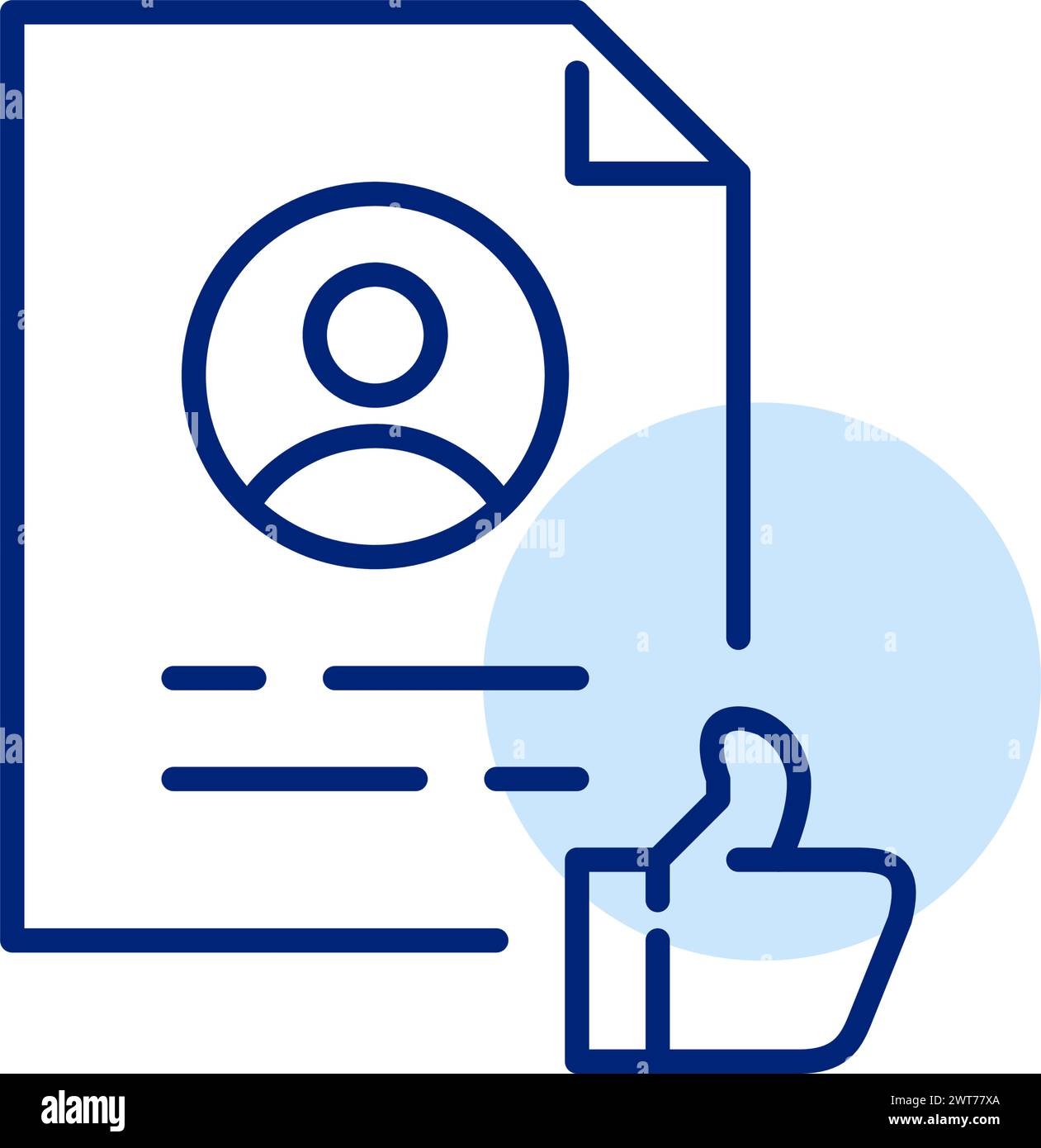 Thumbs up on resume with candidate picture. Successful application for ...