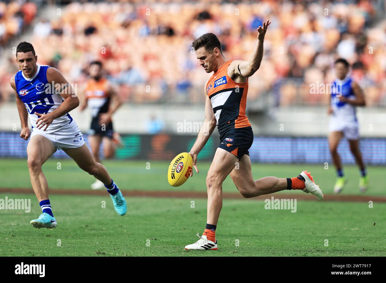 Sydney, Australia. 16th Mar, 2024. Stephen Coniglio of the Giants kicks ...