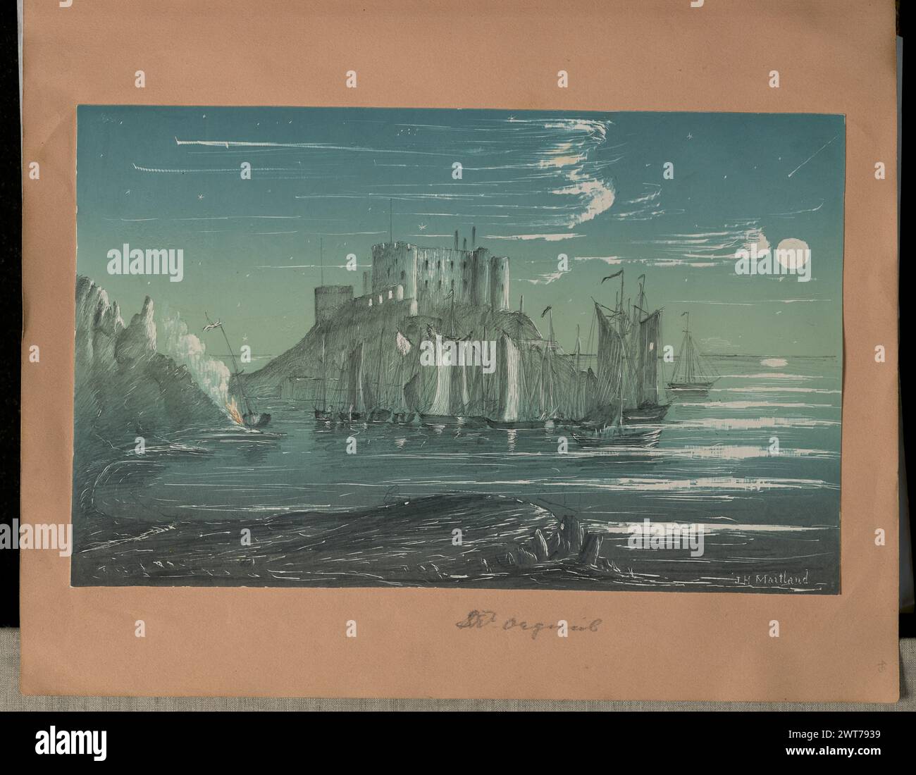 Fort and ships. James Makgill Heriot Maitland (Scottish, 1837 - 1902 ...