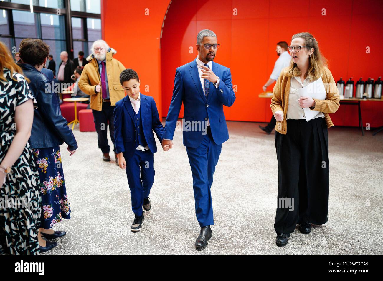 Vaughan Gething arrives with his son Isaac, at Cardiff University ...