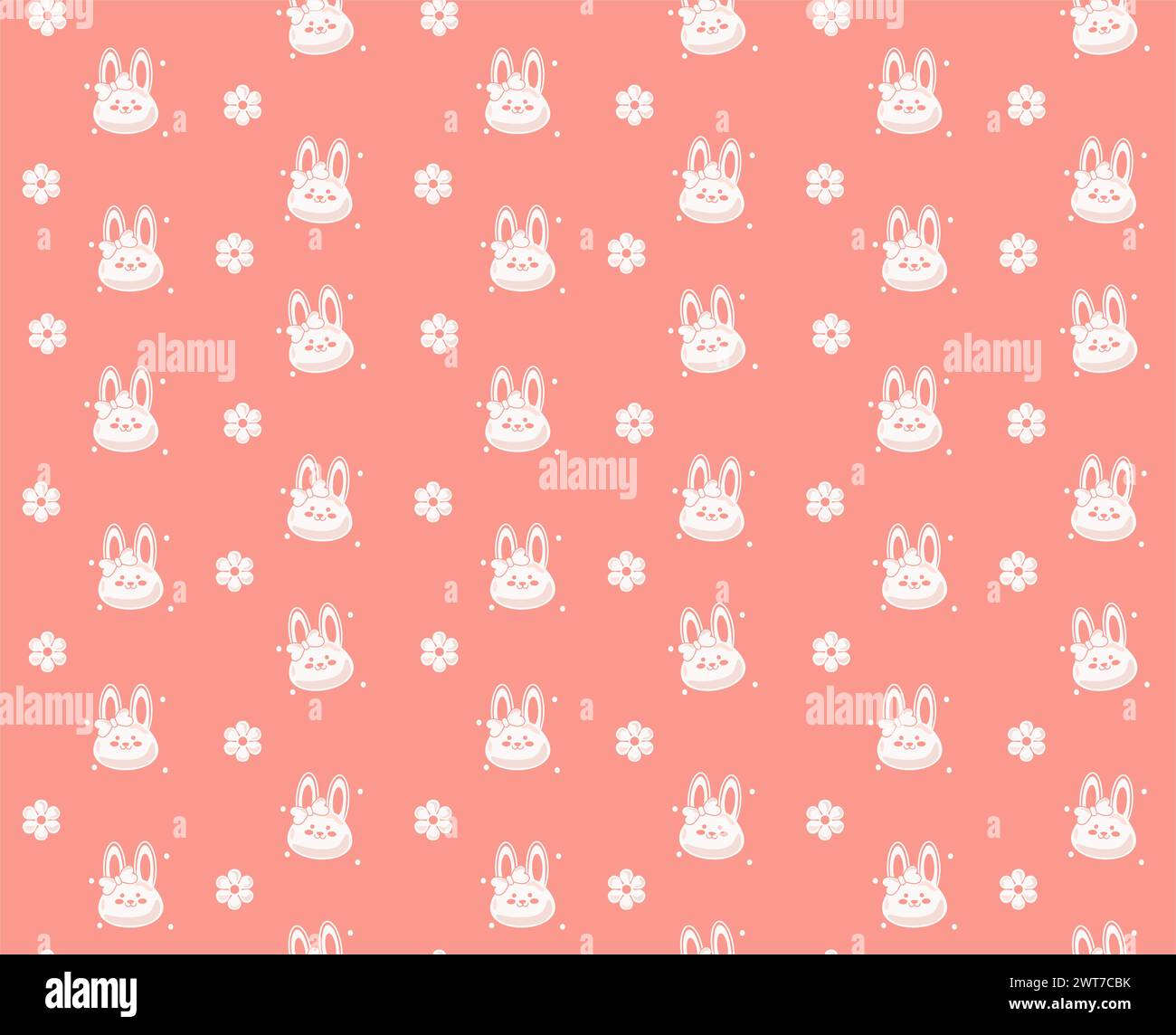 Cute rabbit seamless pattern, vector rabbit bunny background Stock ...