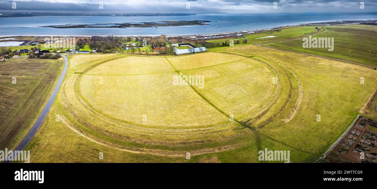 Viking age round cirkular fortress Aggersborg in Denmark Stock Photo ...