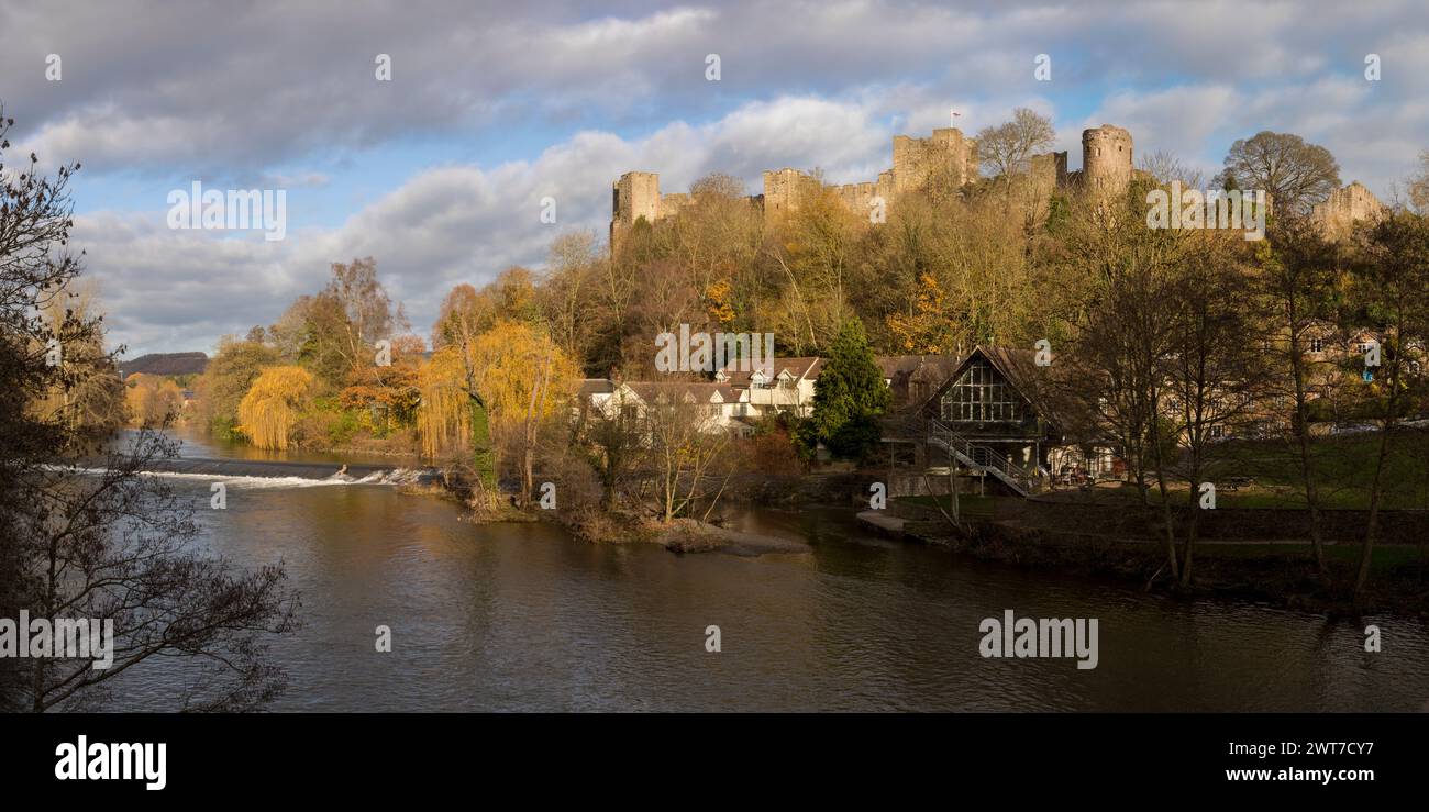 View of Ludlow Castle from the River Teme. Ludlow, Shropshire, England ...