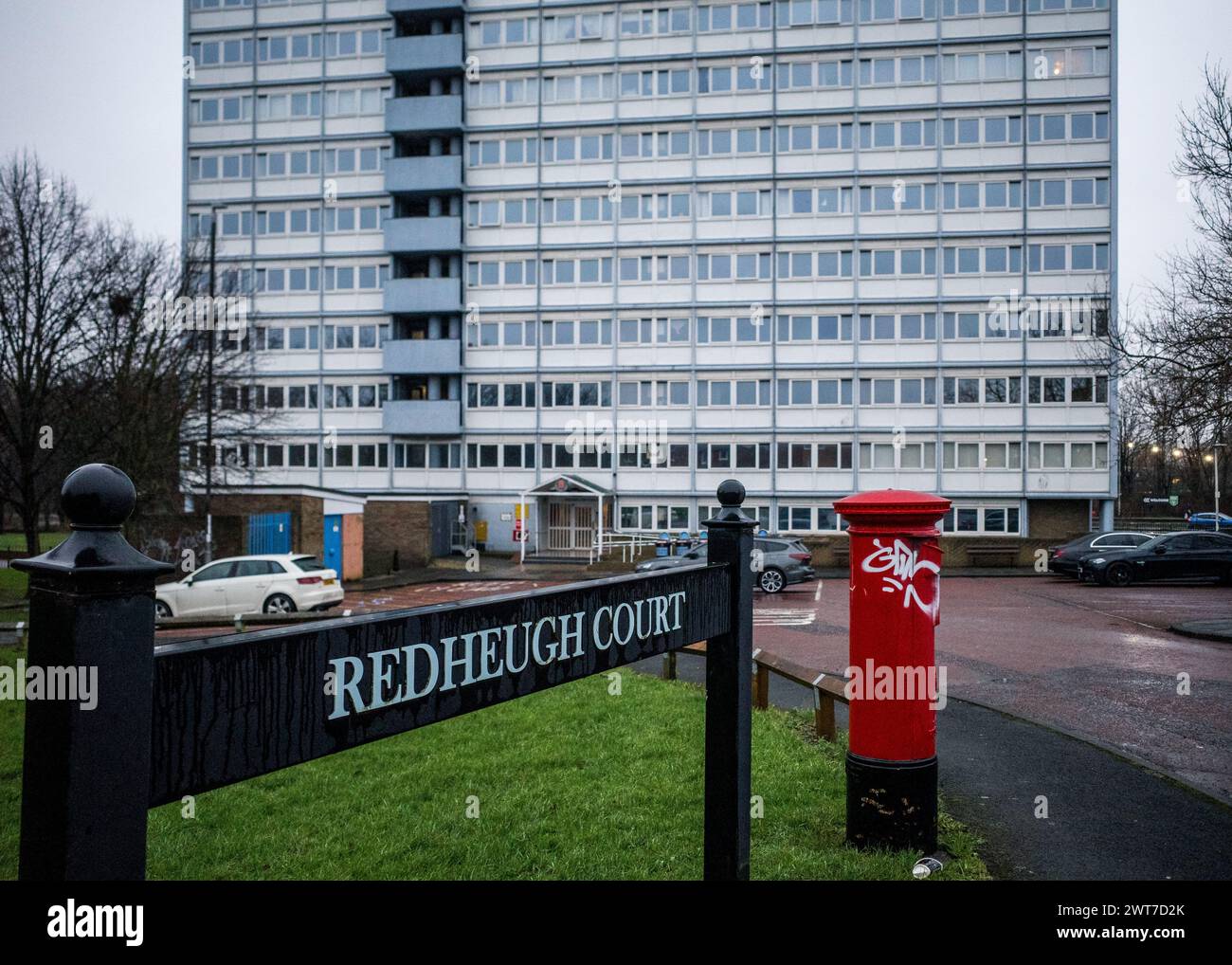 Entrance to Redheugh court, a housing estate in Gateshead, North East ...