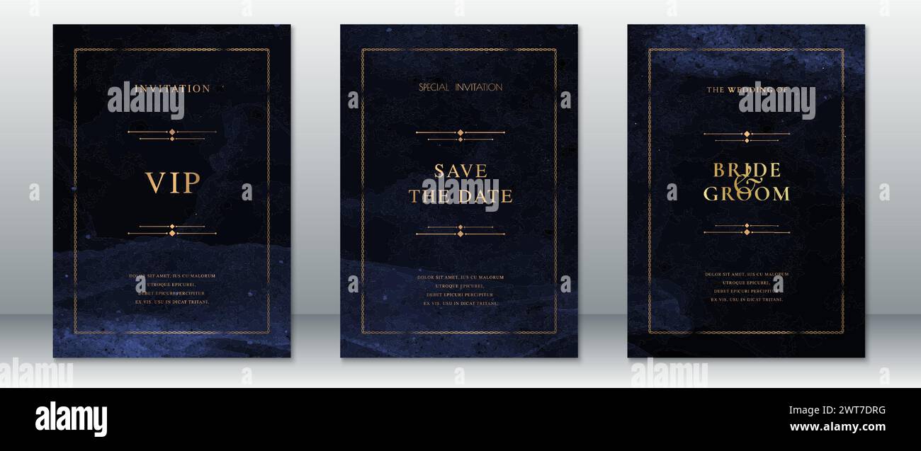 Elegant wedding invitation card template design dark background luxury ...