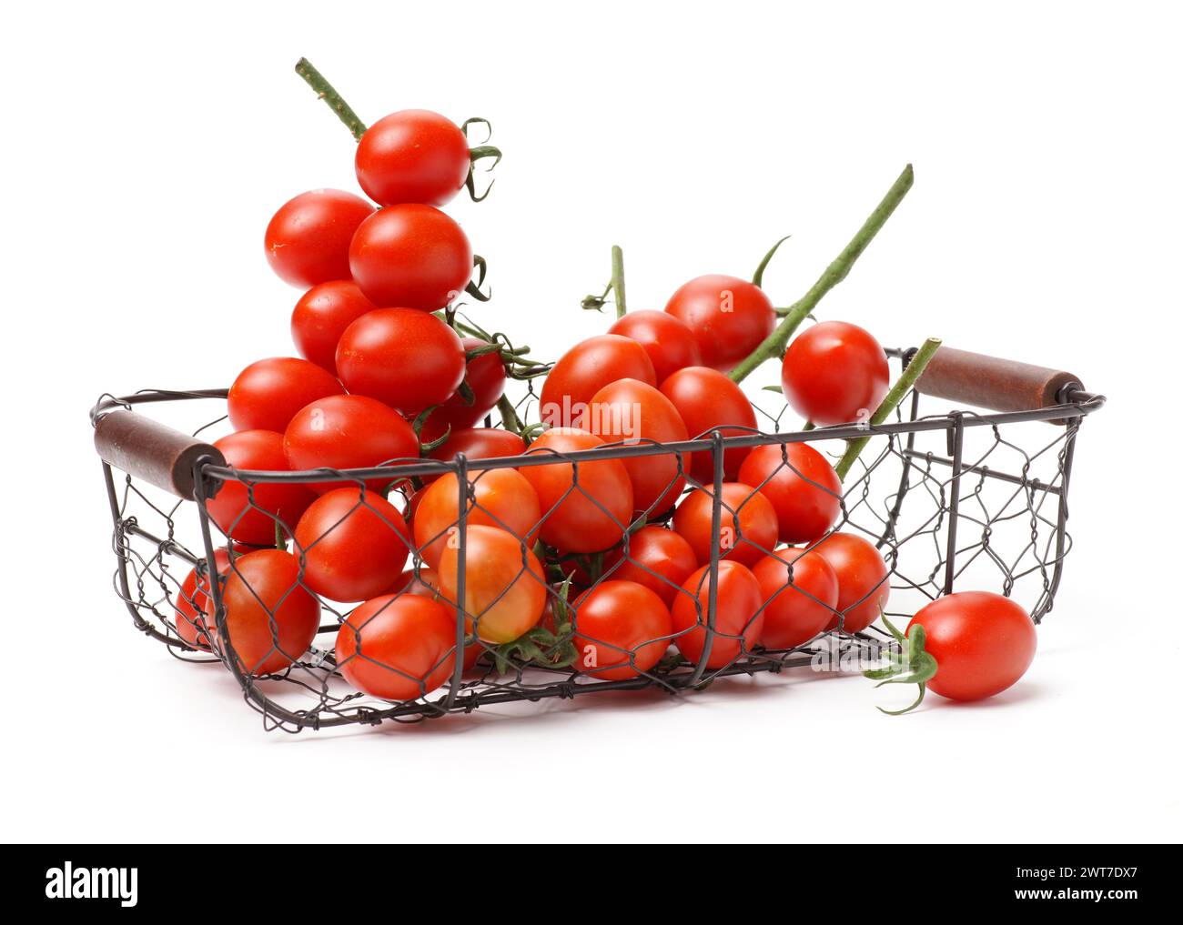 Small cherry tomato on white background Stock Photo - Alamy