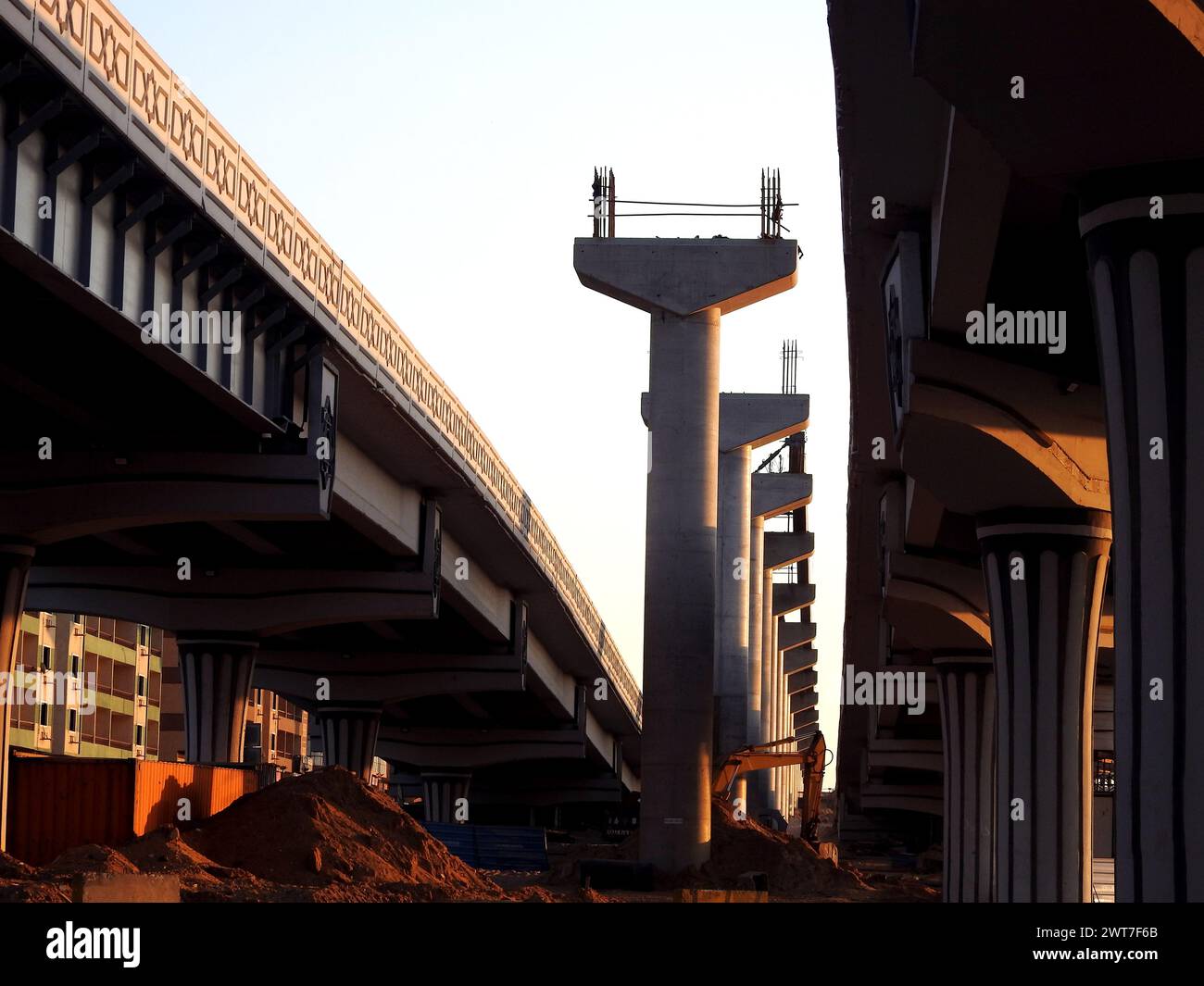 Cairo, Egypt, December 16 2022: Egypt monorail columns and tracks under ...