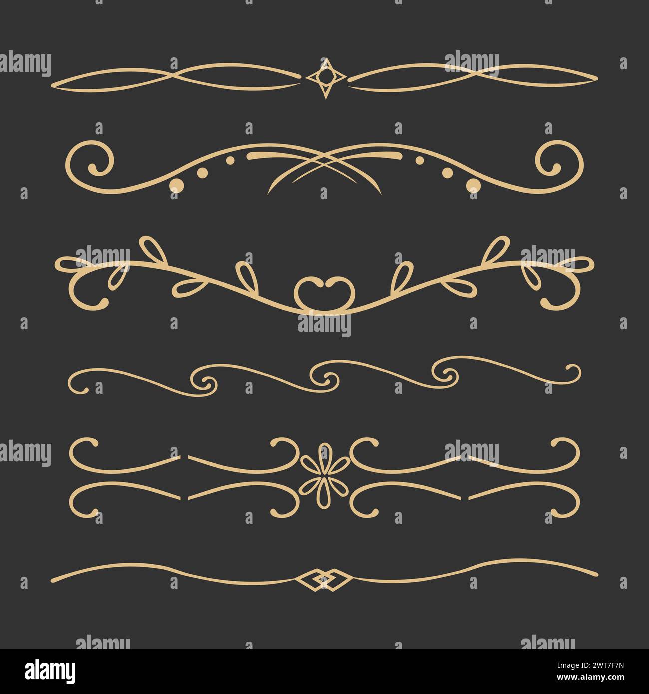 Elegant gold divider thin line classic deco border separator collection ...