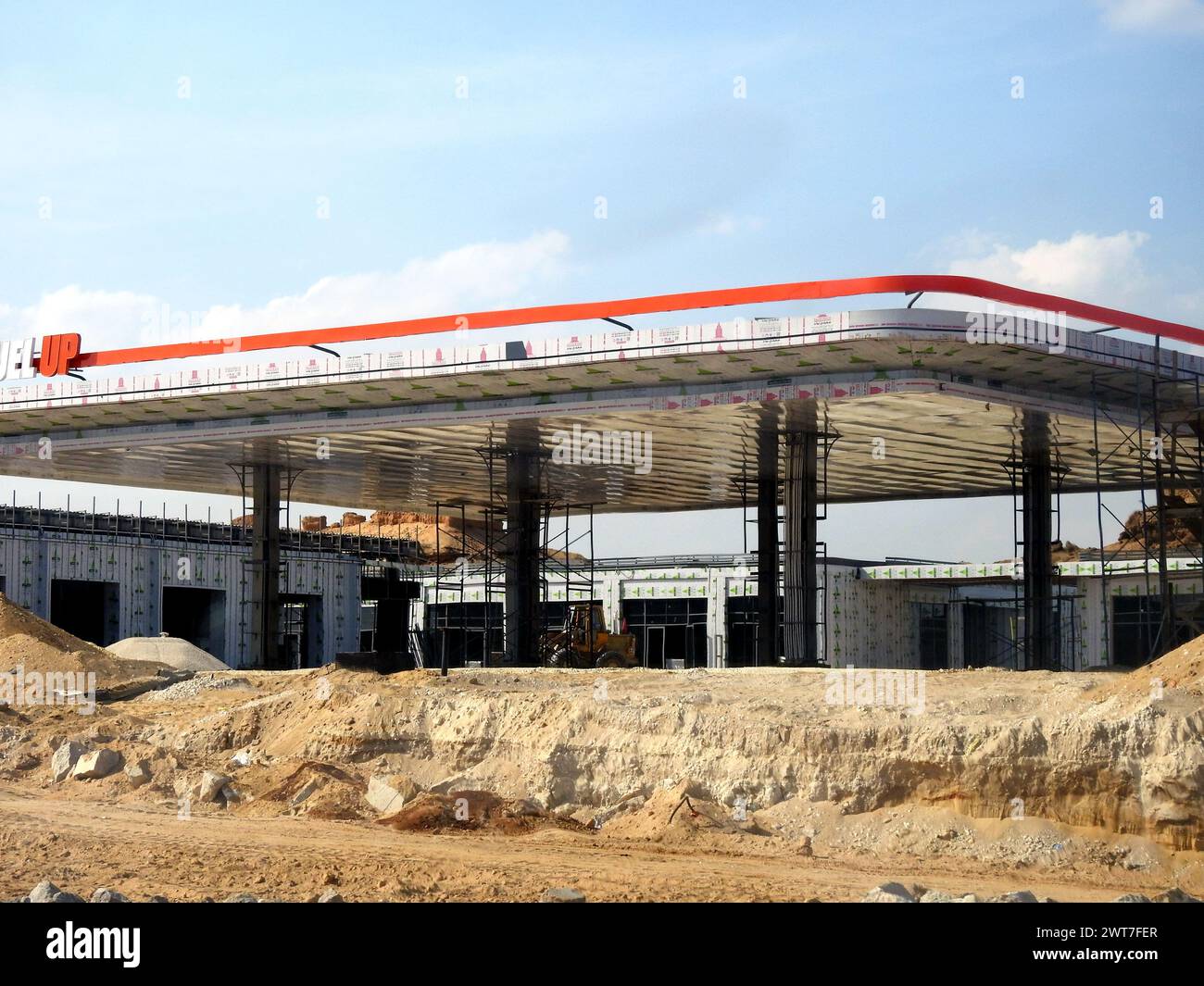Giza, Egypt, March 15 2024: a fuel gas and oil station under ...