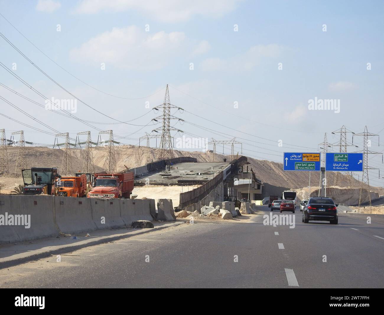 Giza, Egypt, March 15 2024: A new bridge under construction, incomplete ...