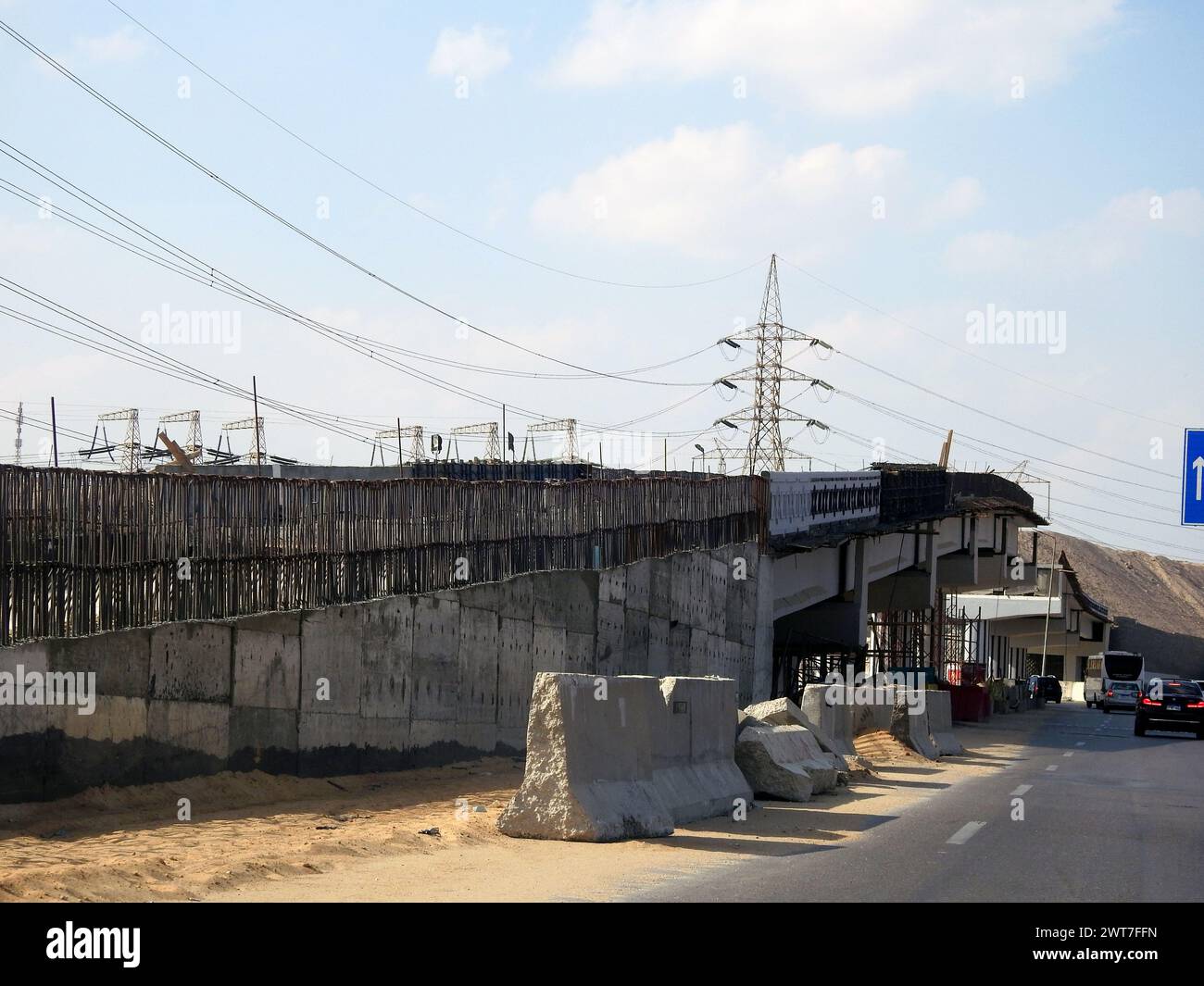 Giza, Egypt, March 15 2024: A new bridge under construction, incomplete ...