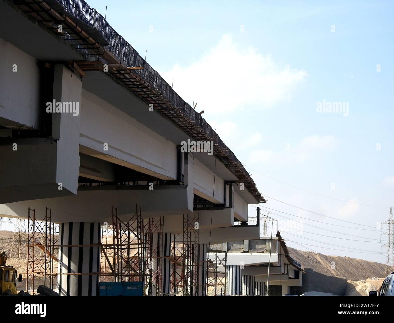 Giza, Egypt, March 15 2024: A new bridge under construction, incomplete ...