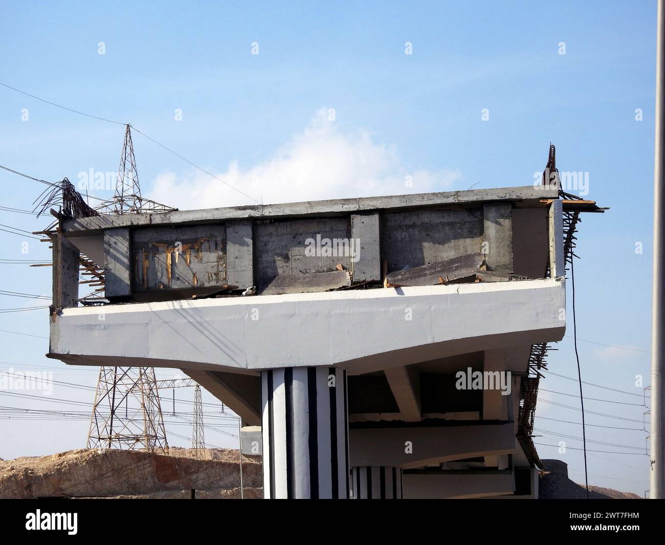 Giza, Egypt, March 15 2024: A new bridge under construction, incomplete ...