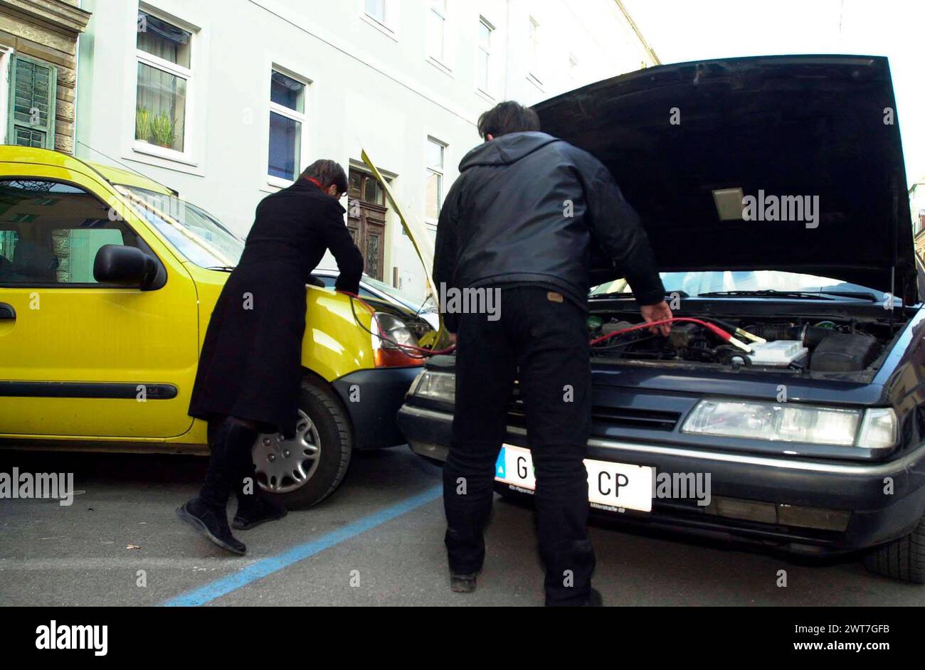 car repair after a breakdown, fixing broken parts of an automobile car ...