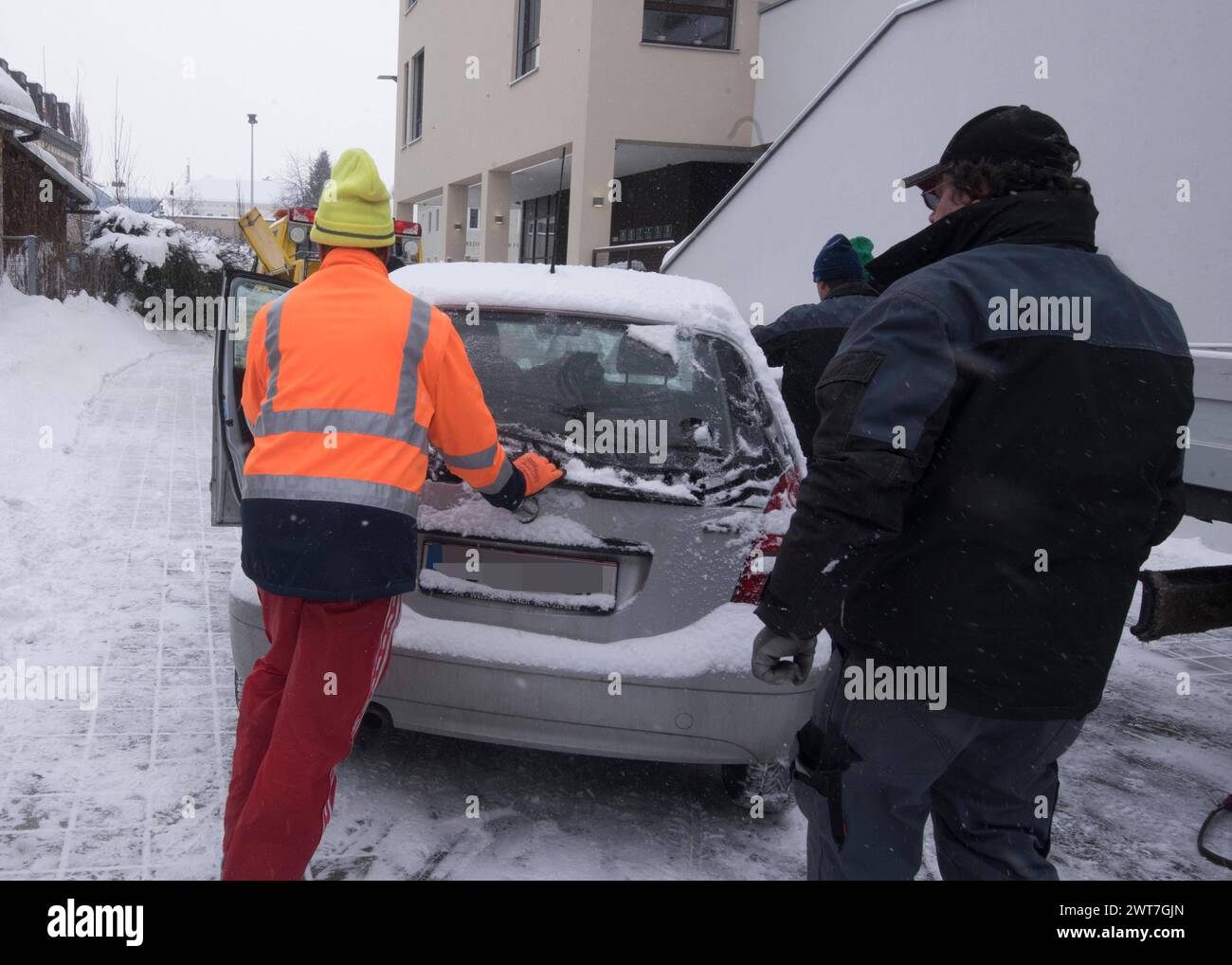 car repair after a breakdown, fixing broken parts of an automobile car ...
