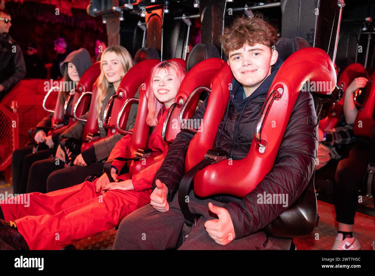 EDITORIAL USE ONLY Imogen Tasker-Meachen, 14, Lily Mae Harper, 15, Eden Smith, 18, and Liam ...