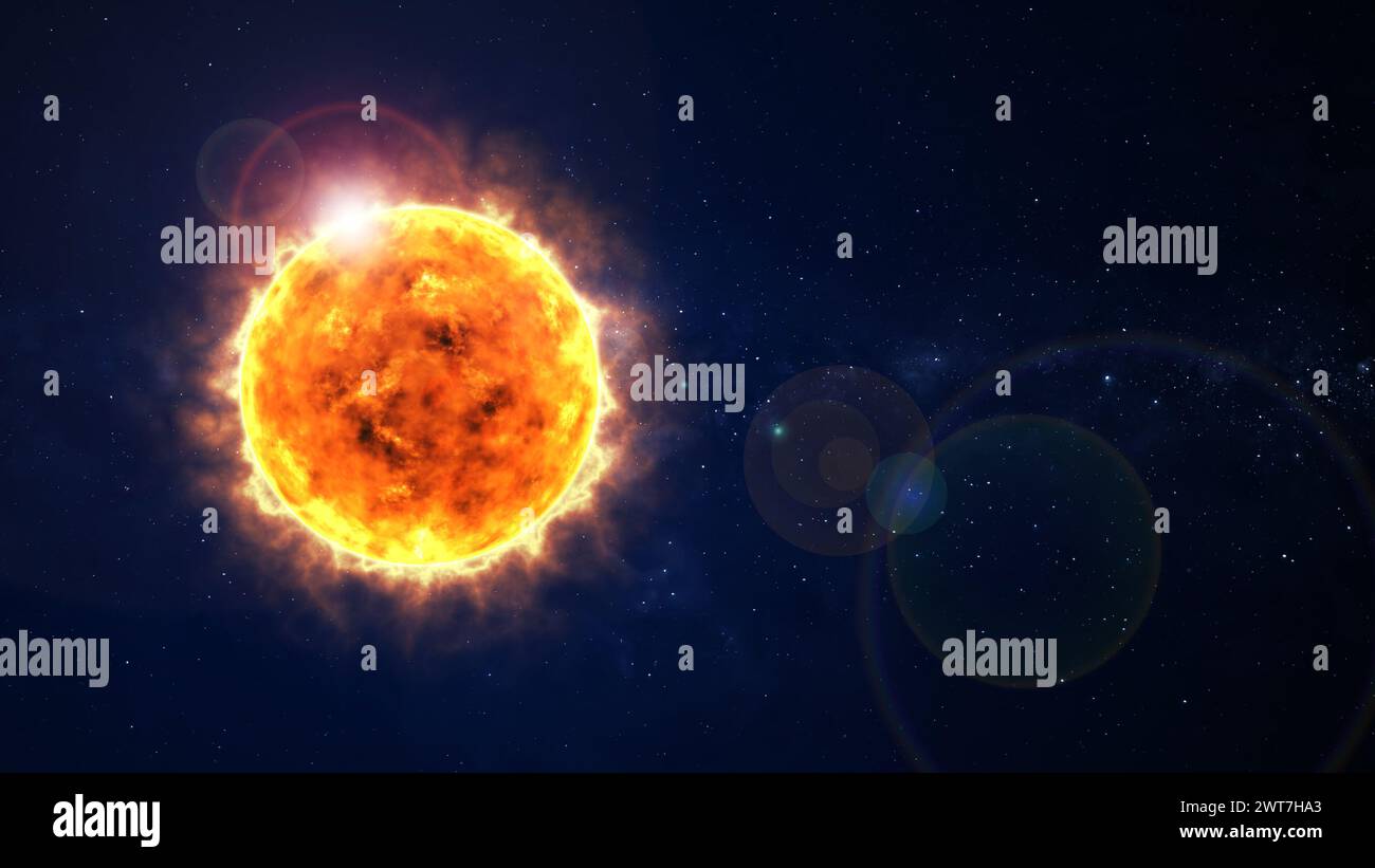 The burning sun with solar activity in space Stock Photo - Alamy