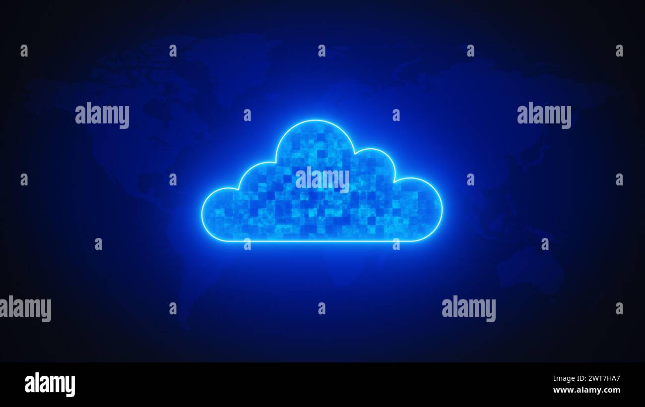 Technology Concept Cloud computing with world map background Stock ...