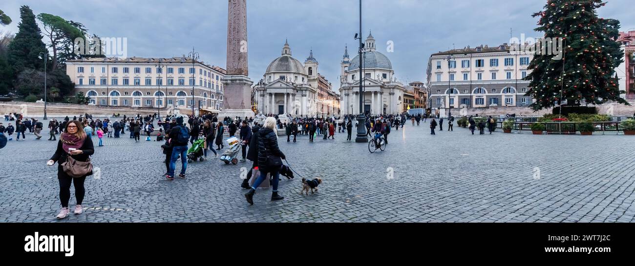 Rome, Italy - December 29, 2023: Tourists walking on Piazza del Popolo ...