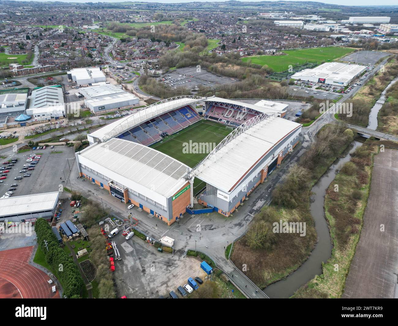 A general Aerial view of the DW Stadium, Home of Wigan Athletic ahead ...